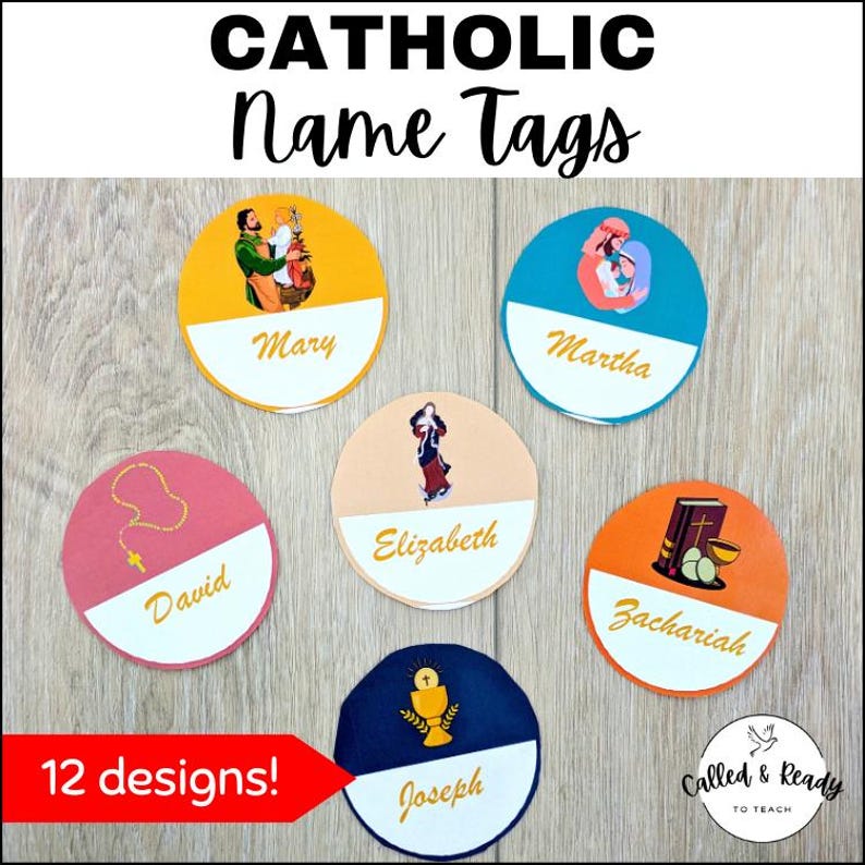 Powerpoint Editable Catholic Name Tags | Faith-filled Classroom Decor ...
