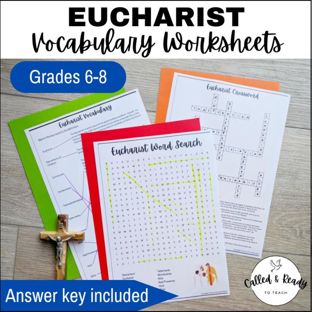 Catholic Eucharist Vocabulary Puzzles | Word Search, Crossword ...
