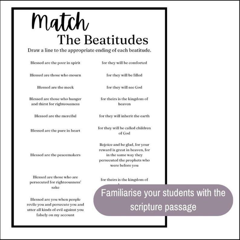 The Beatitudes Activities - Middle School Religion & Catholic ...