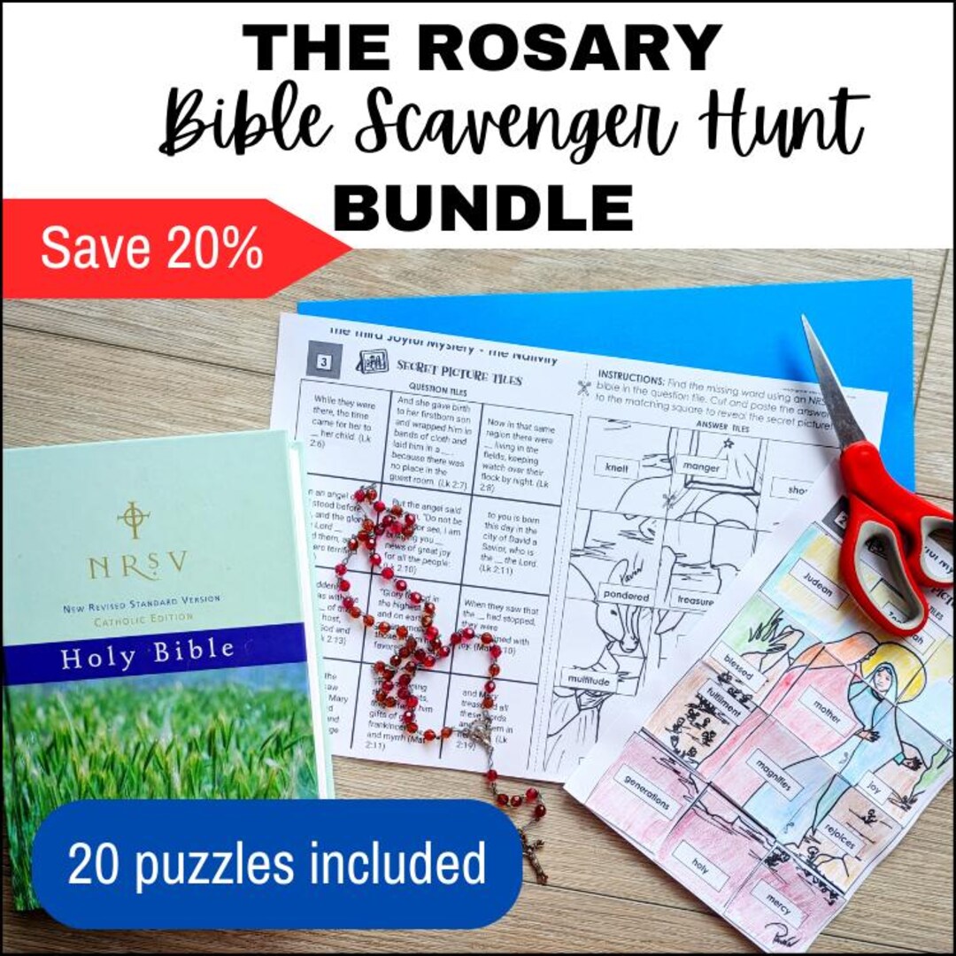 Rosary Bible Scavenger Hunt Mysteries Bundle | Catholic Scripture ...