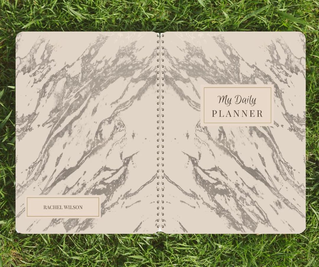 Elegant Marble Daily Planner | Minimalist Undated Organizer Notebook ...