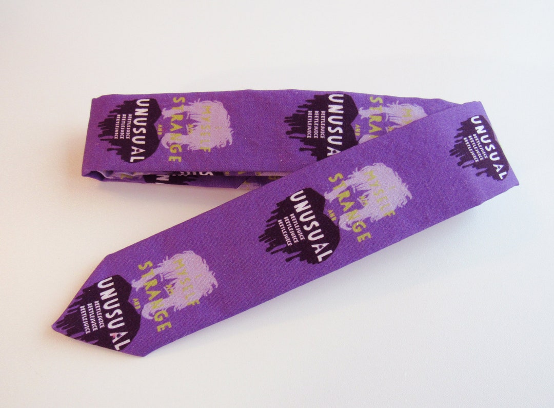 Strange and Unusual Cotton Skinny Tie in Purple, Black // Cotton & Silk ...