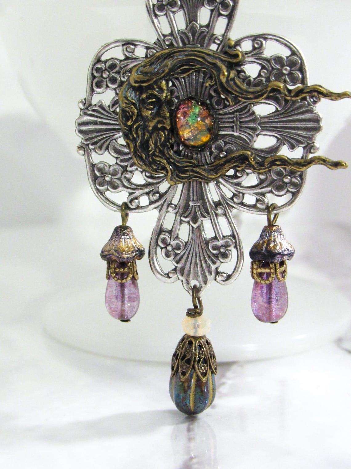 Man in the Moon Celestial Necklace in Silver, Brass // Whimsigoth ...