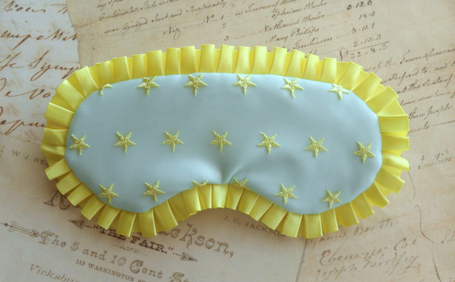 Stars in Your Eyes Sleep Mask in Aqua Yellow Mint // Satin | Etsy