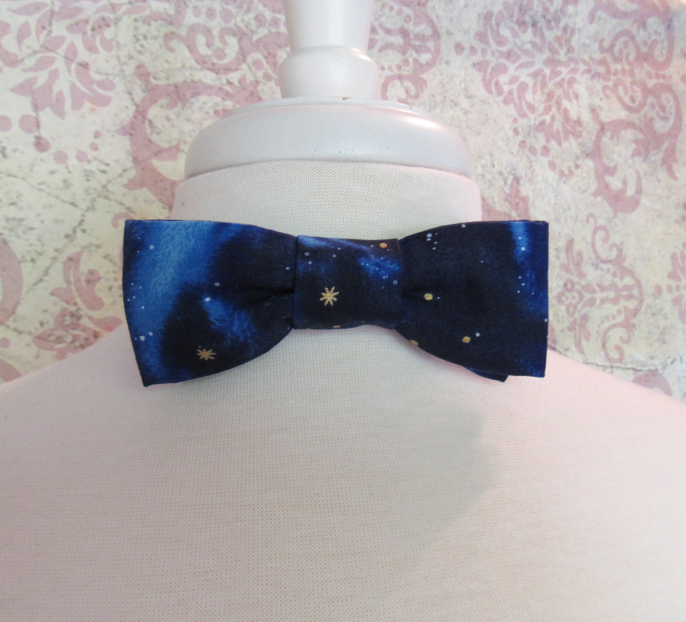 Cosmos Bow Tie // Blue Cotton Bow Tie, Adjustable - Etsy
