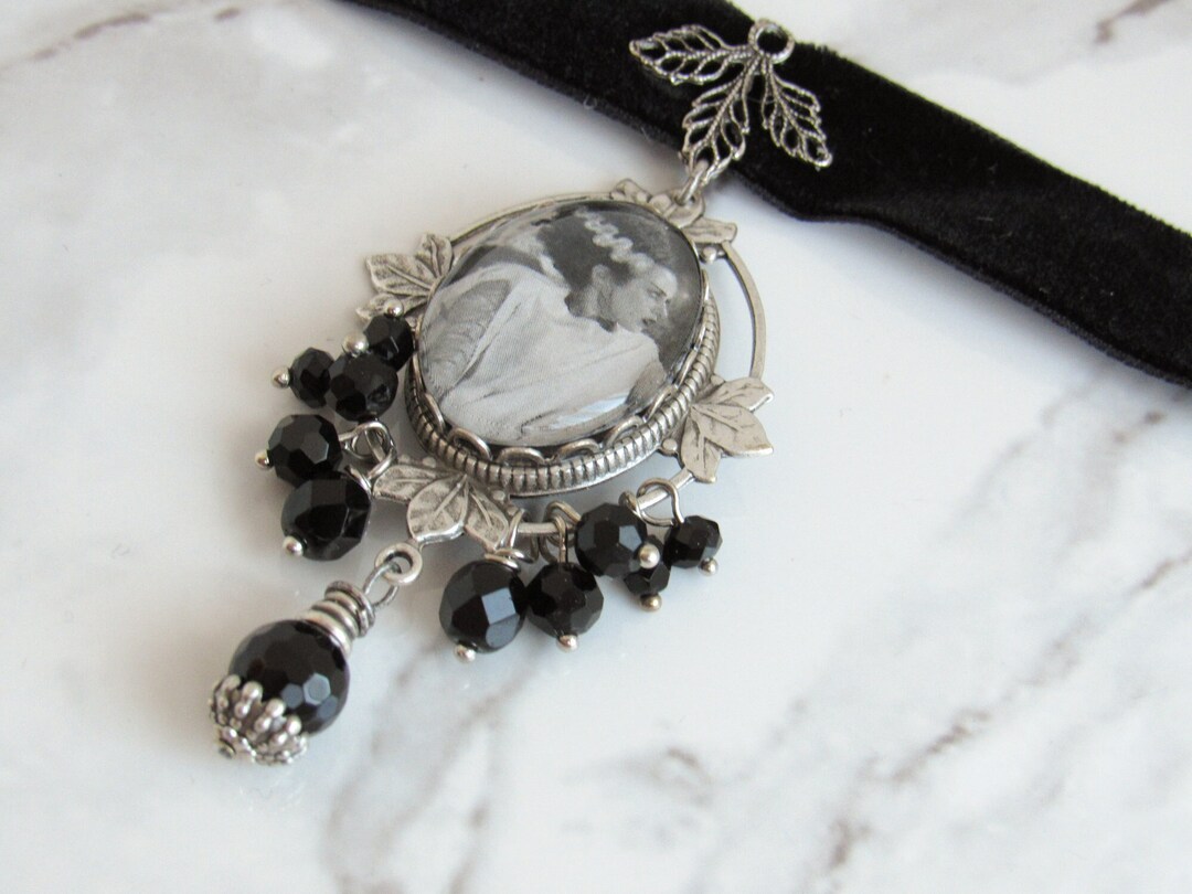 Bride of Frankenstein Velvet Choker in Silver, Black // Classic Horror ...