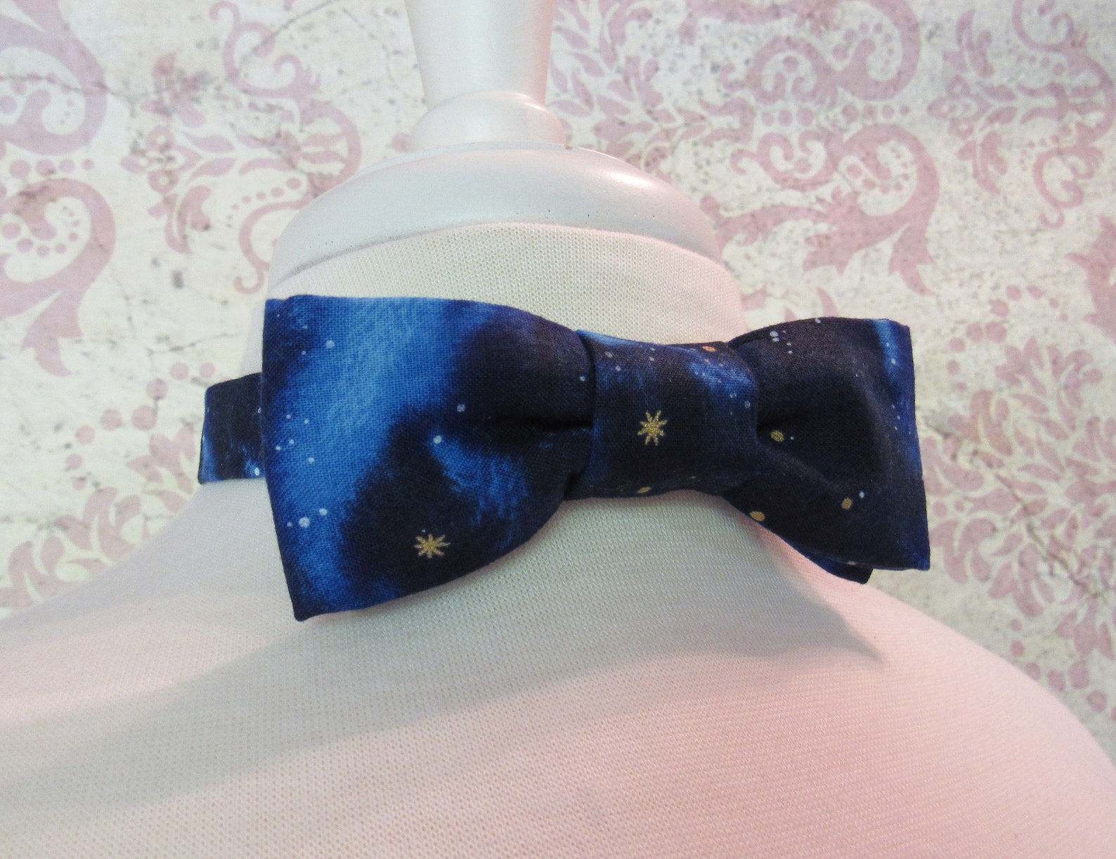 Cosmos Bow Tie // Blue Cotton Bow Tie, Adjustable - Etsy
