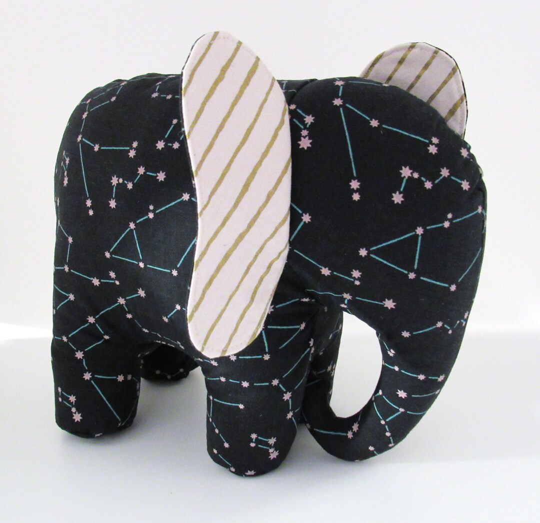 Cosmo the Stuffed Elephant // Plush Toy, Celestial, Cotton - Etsy