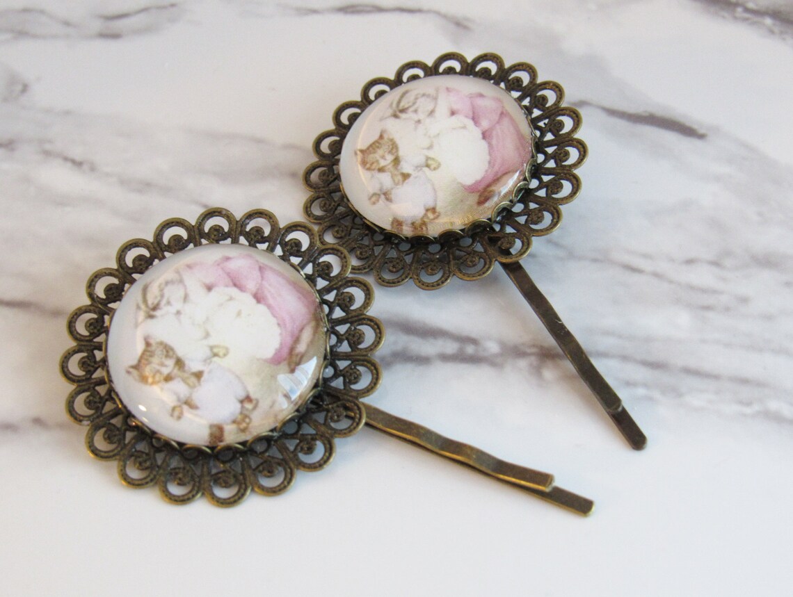 Tom Kitten Beatrix Potter Illustration Hair Pins // Victorian - Etsy