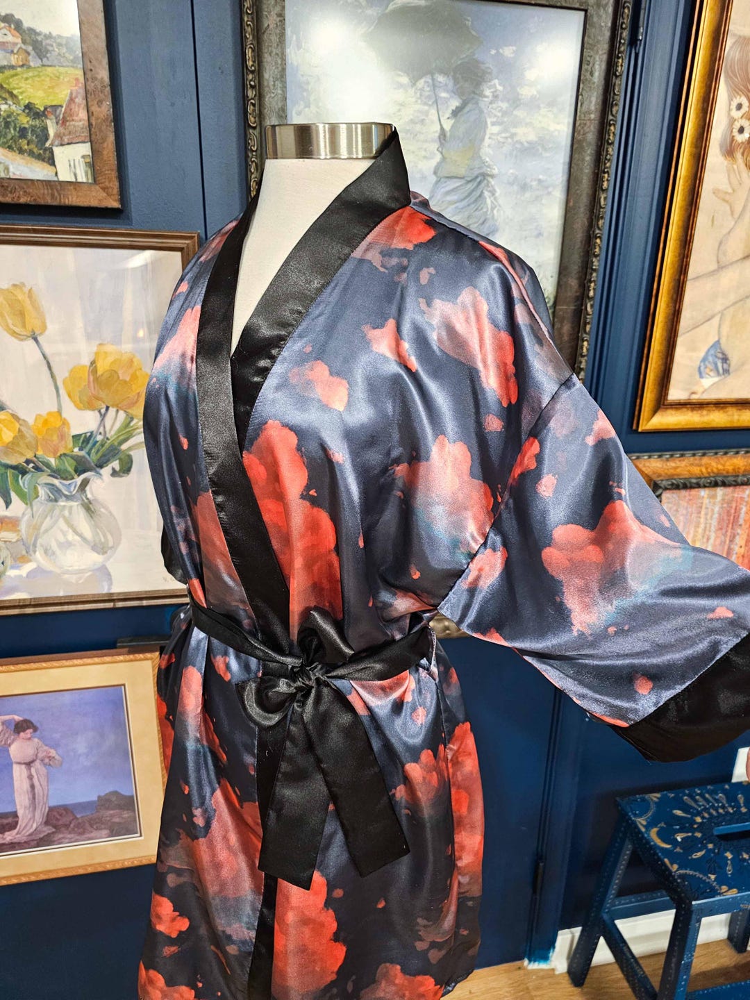 Sunset Clouds Lingerie Robe in Satin // Boudoir, Loungewear - Etsy