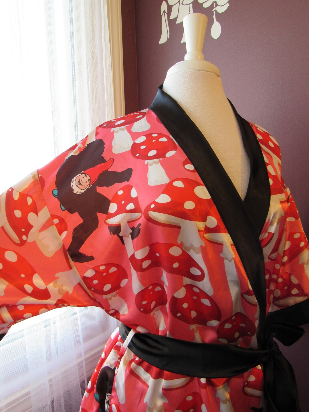 Sasquatch & Gnome Satin Robe in Red, Pink, Black // Luxury Lingerie ...