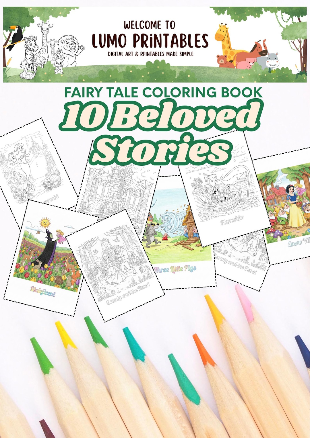 Coloring Book: 10 Classic Story Pages (PDF) - Etsy