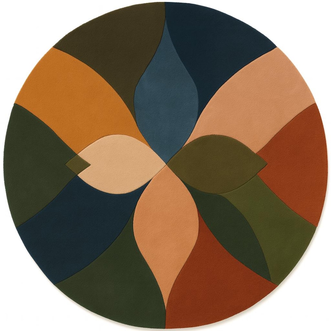 Modern Abstract Round Rugs Flora Pattern Palette Colour in Hand Tufted ...
