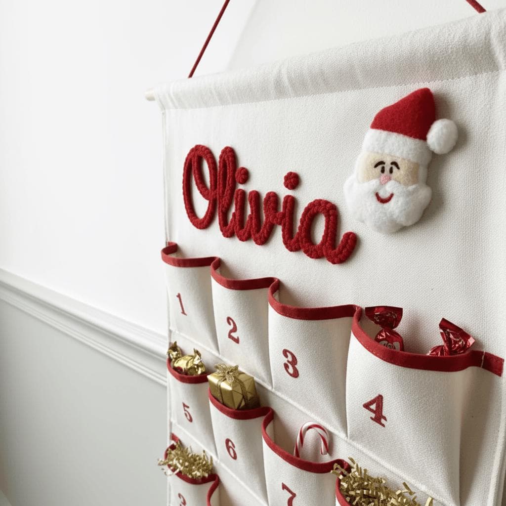 Personalized Advent Calendar for Kids | Hand Embroidered Christmas Wall ...