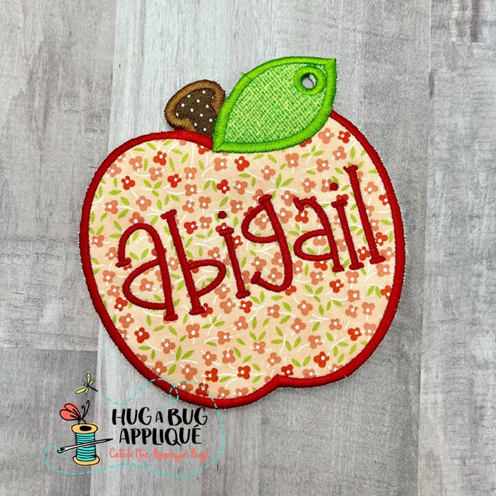 Apple Bag Tag in the Hoop Applique Design 4" 4.5" 5" 5.5" 6" - Etsy