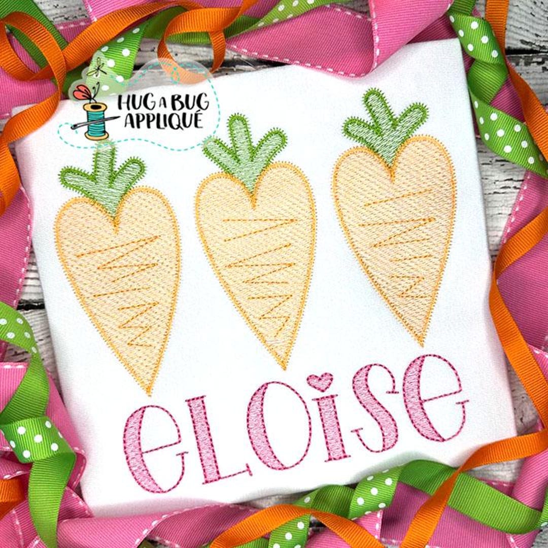 Heart Carrot Trio Sketch Stitch Embroidery Design 5x7 6x10 8x8 8x12 9x9 ...