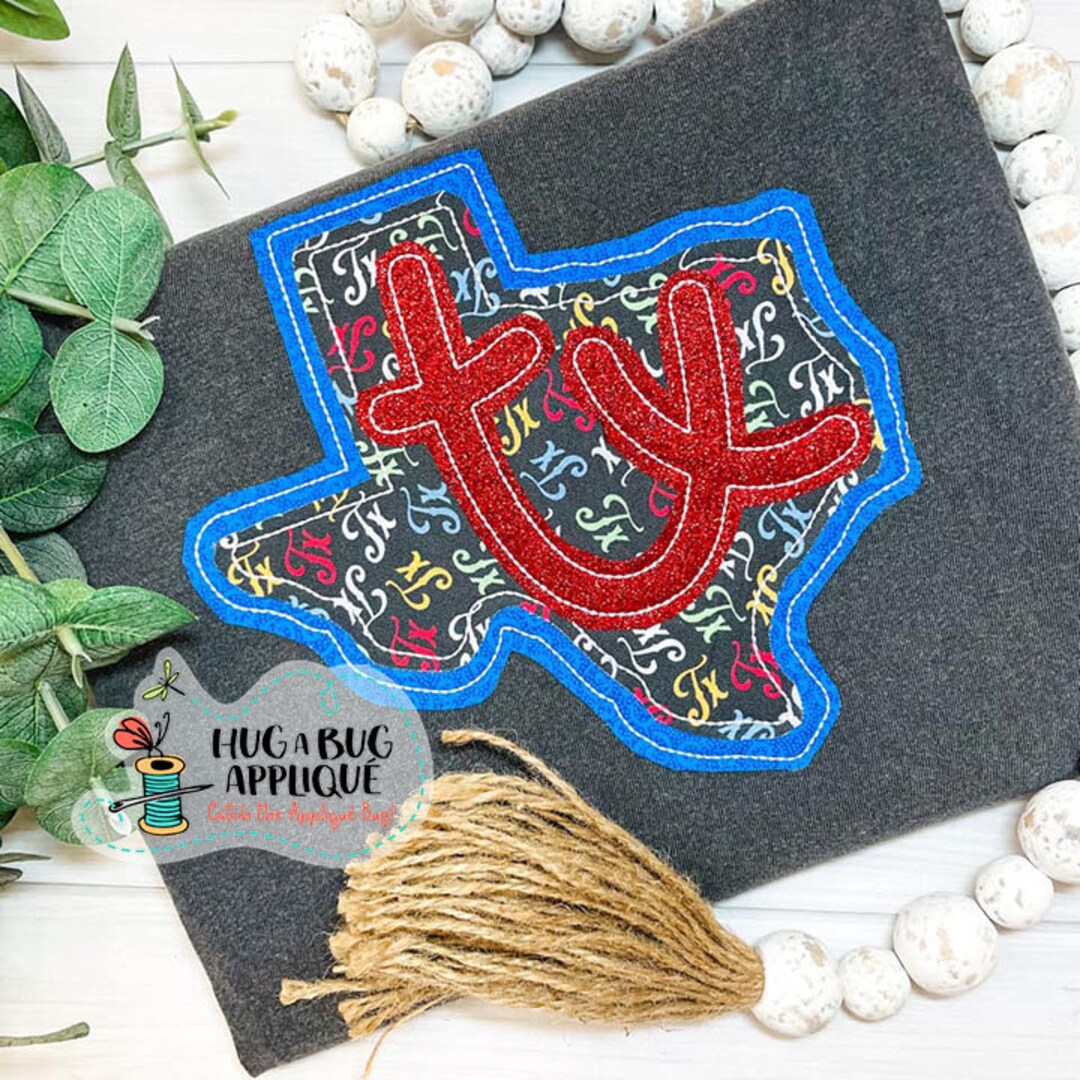 Texas Double Bean Stitch Applique Design 4x4 5x7 6x6 7x7 8x8 9x9 - Etsy