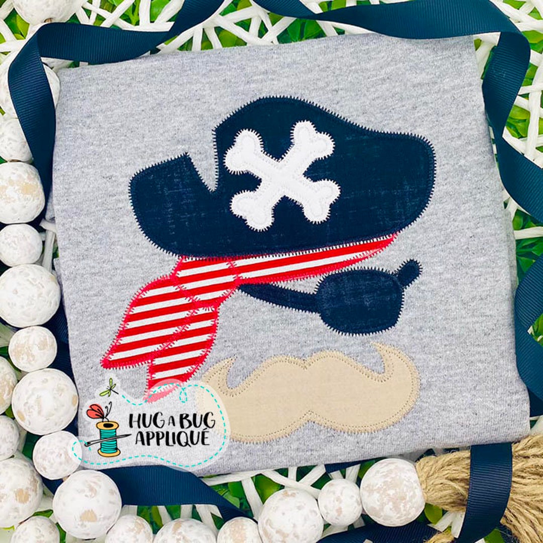 Pirate Mustache Zig Zag Stitch Applique Design 5x7 6x10 8x8 8x12 9x9 - Etsy