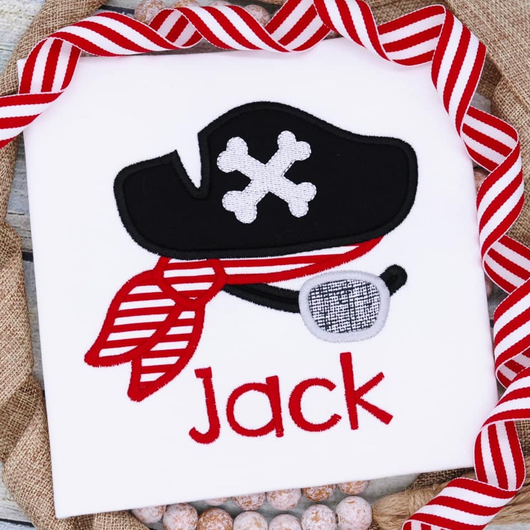 Pirate Hat Patch Satin Stitch Applique Design 5x7 6x10 8x8 8x12 9x9 - Etsy