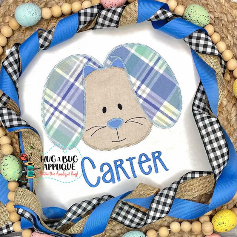 Floppy Ear Bunny Zig Zag Stitch Applique Design 5x7 6x10 8x8 | Etsy