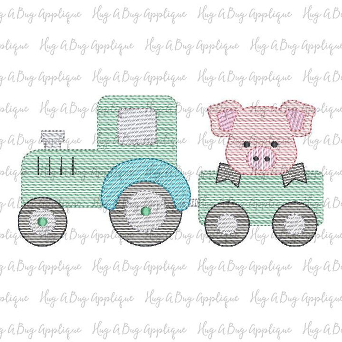 Pig Tractor Sketch Stitch Embroidery Design 5x7 6x10 8x8 8x12 9x9 - Etsy