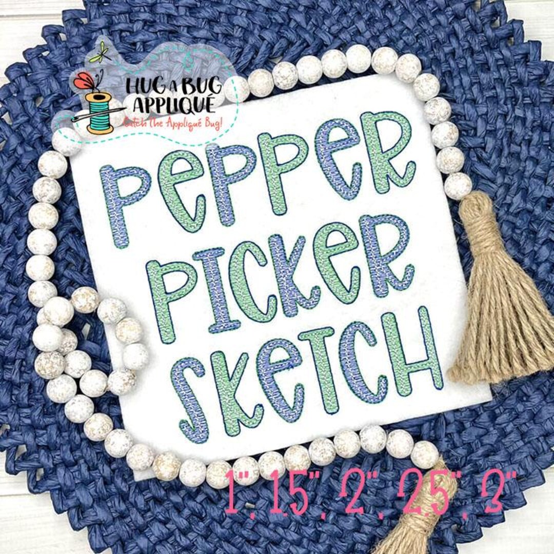 Pepper Picker Sketch Stitch Embroidery Font 1" 1.5" 2" 2.5" 3" - Etsy