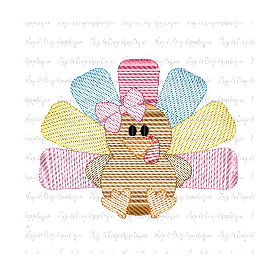 Thanksgiving Turkey Girl Sketch Stitch Embroidery Design 4x4 - Etsy