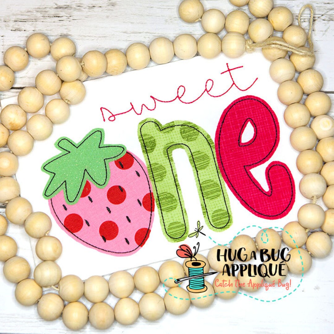 Strawberry One Bean Stitch Applique Design 5x7 6x10 8x8 8x12 - Etsy