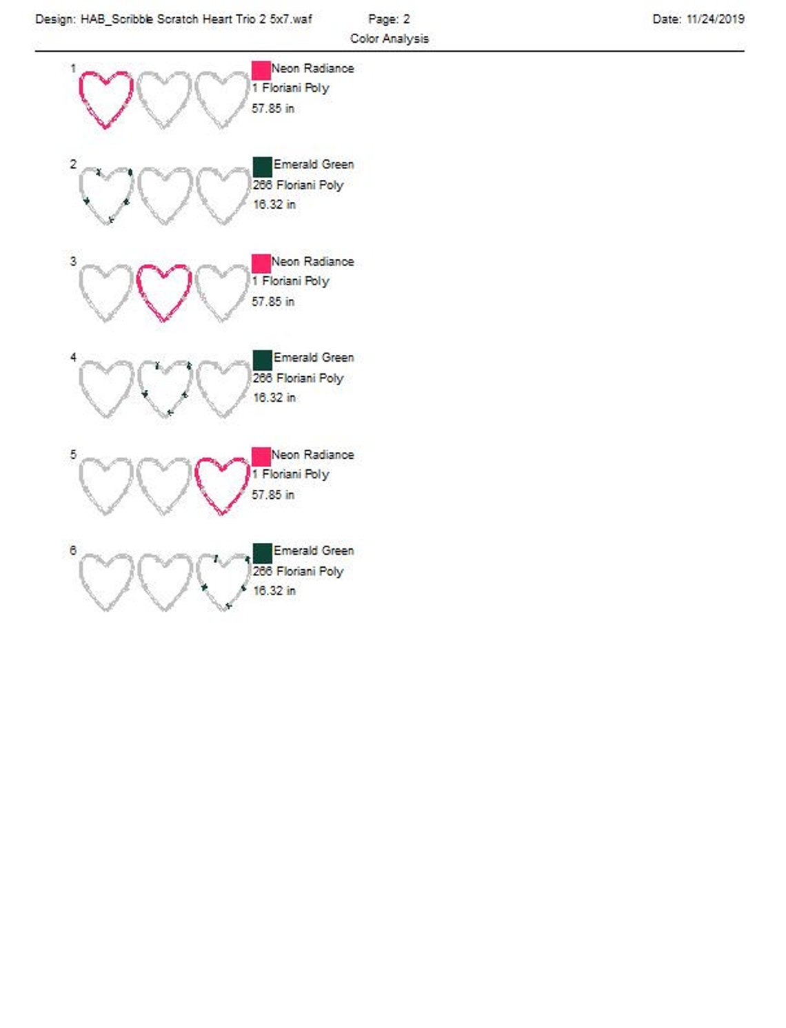 Valentine Scratch Heart Trio Scribble Stitch Applique | Etsy