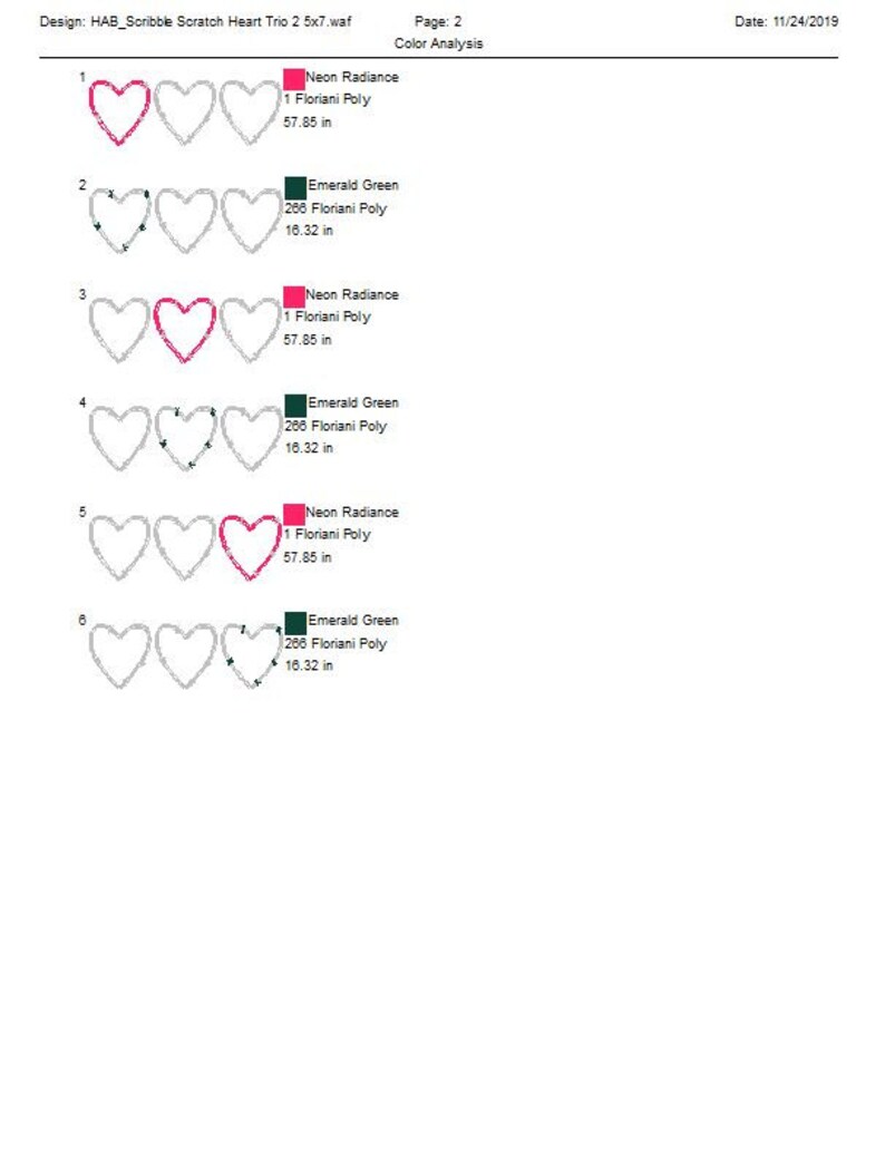 Valentine Scratch Heart Trio Scribble Stitch Applique | Etsy