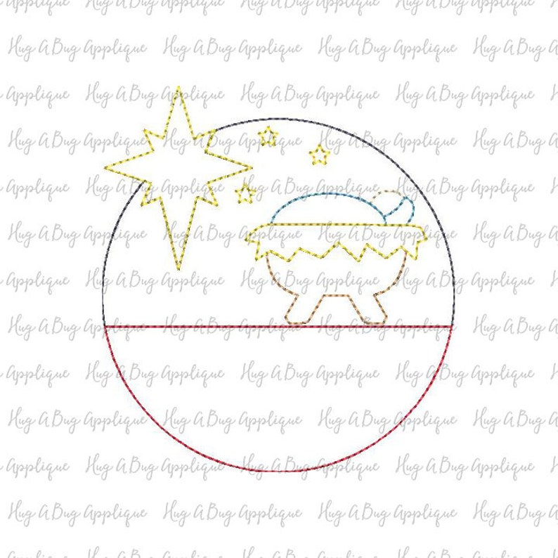 Baby Jesus Circle Bean Stitch Applique Design 5x7 6x10 8x8 - Etsy