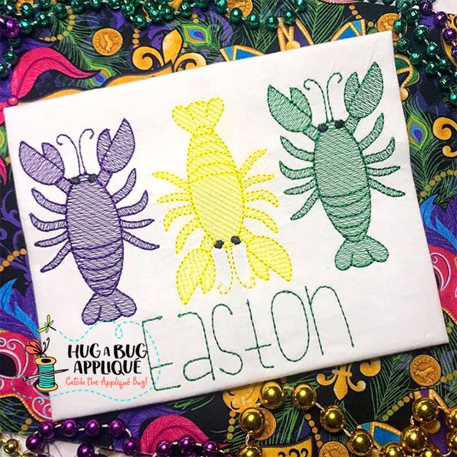 Crawfish Trio Sketch Stitch Embroidery Design 5x7 6x10 8x8 - Etsy