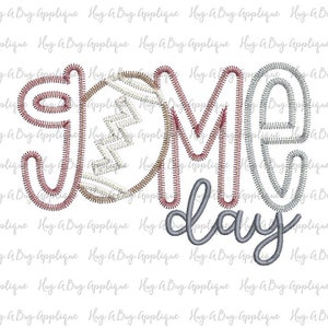 Game Day Football Zig Zag Stitch Applique Design 5x7 6x10 8x8 8x12 9x9 ...