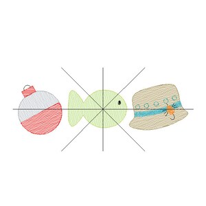 Fishing Trio Cork Fish Hat Sketch Stitch Embroidery Design 5x7 6x10 8x8 ...