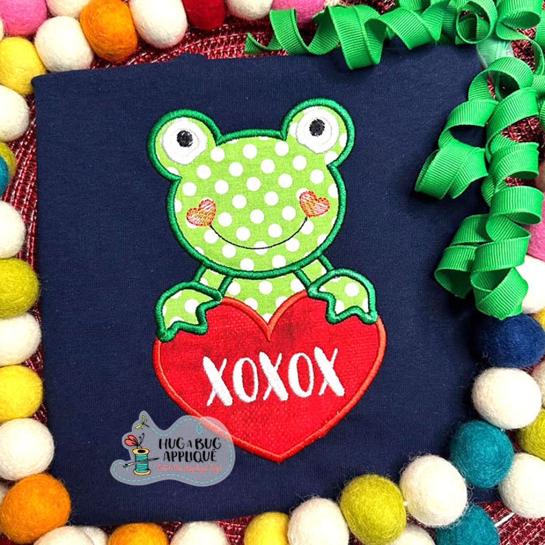 Frog Heart Satin Stitch Applique Design 5x7 6x10 8x8 8x12 9x9 - Etsy