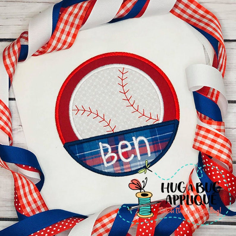 Baseball Split Circle Satin Stitch Applique Design 5x7 6x6 7x7 8x8 9x9 ...