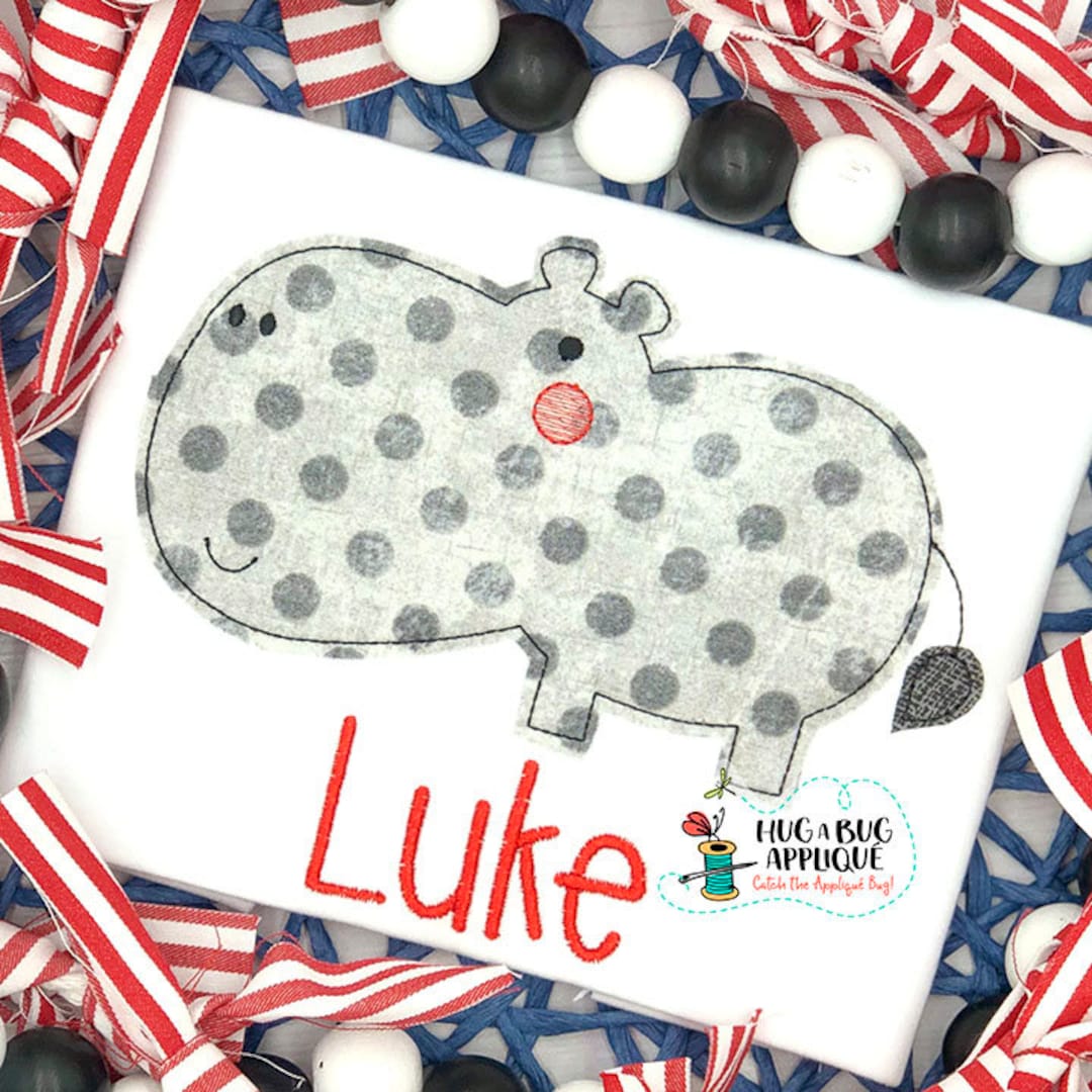 Simple Hippo Bean Stitch Applique Design 4x4 5x7 6x10 8x8 8x12 9x9 - Etsy