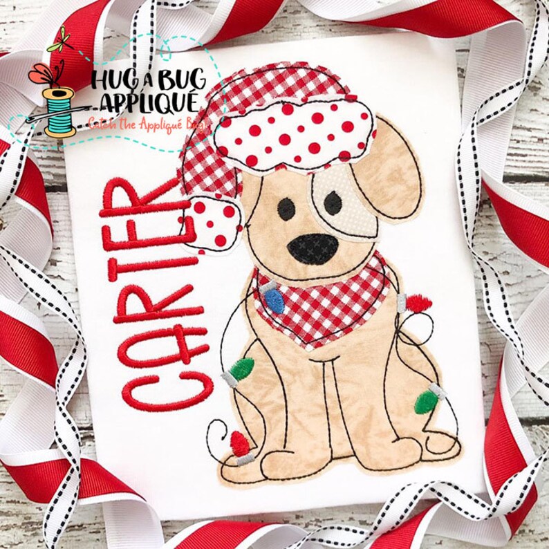 Dog String Lights Bean Stitch Applique Design 5x7 6x10 8x8 9x9 - Etsy