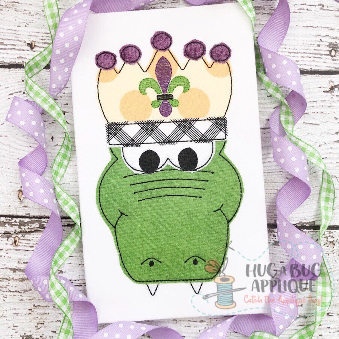 Alligator Crown Bean Stitch Applique Design 5x7 6x10 8x8 9x9 8x12 - Etsy