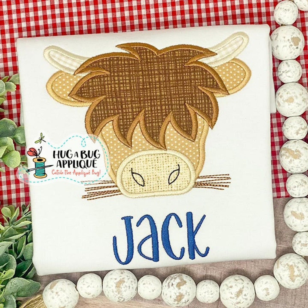 Highland Cow Satin Stitch Applique Design 5x7 6x10 8x8 8x12 9x9 - Etsy
