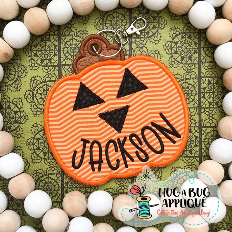 Jackolantern Bag Tag in the Hoop Applique Design 4" 4.5" 5" 5.5" 6" - Etsy