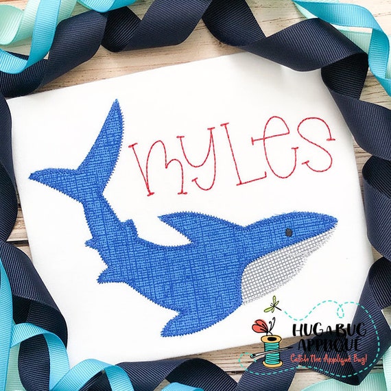 Shark 2 Zig Zag Stitch Applique Design 5x7 6x10 8x8 9x9 8x12 - Etsy