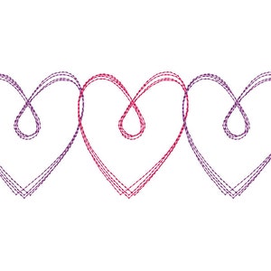 Heart Trio Scribble Stitch Embroidery Design 5x7 6x10 8x8 8x12 - Etsy