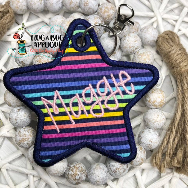 Star Bag Tag in the Hoop Applique Design 4" 4.5" 5" 5.5" 6" - Etsy