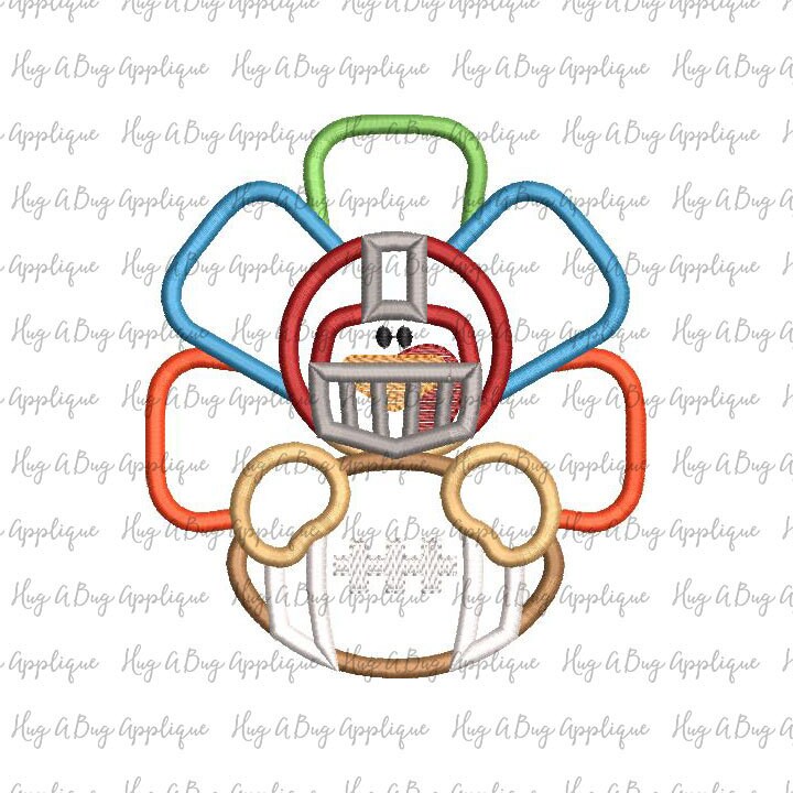 Turkey Helmet Satin Stitch Applique Design 5x7 6x10 8x8 8x12 - Etsy