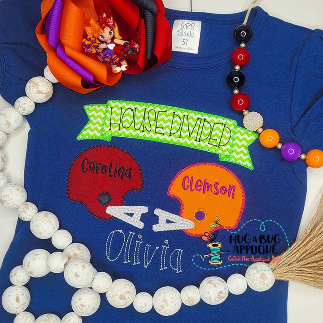 House Divided Helmets Zig Zag Stitch Applique Design 5x7 6x10 8x8 8x12 ...