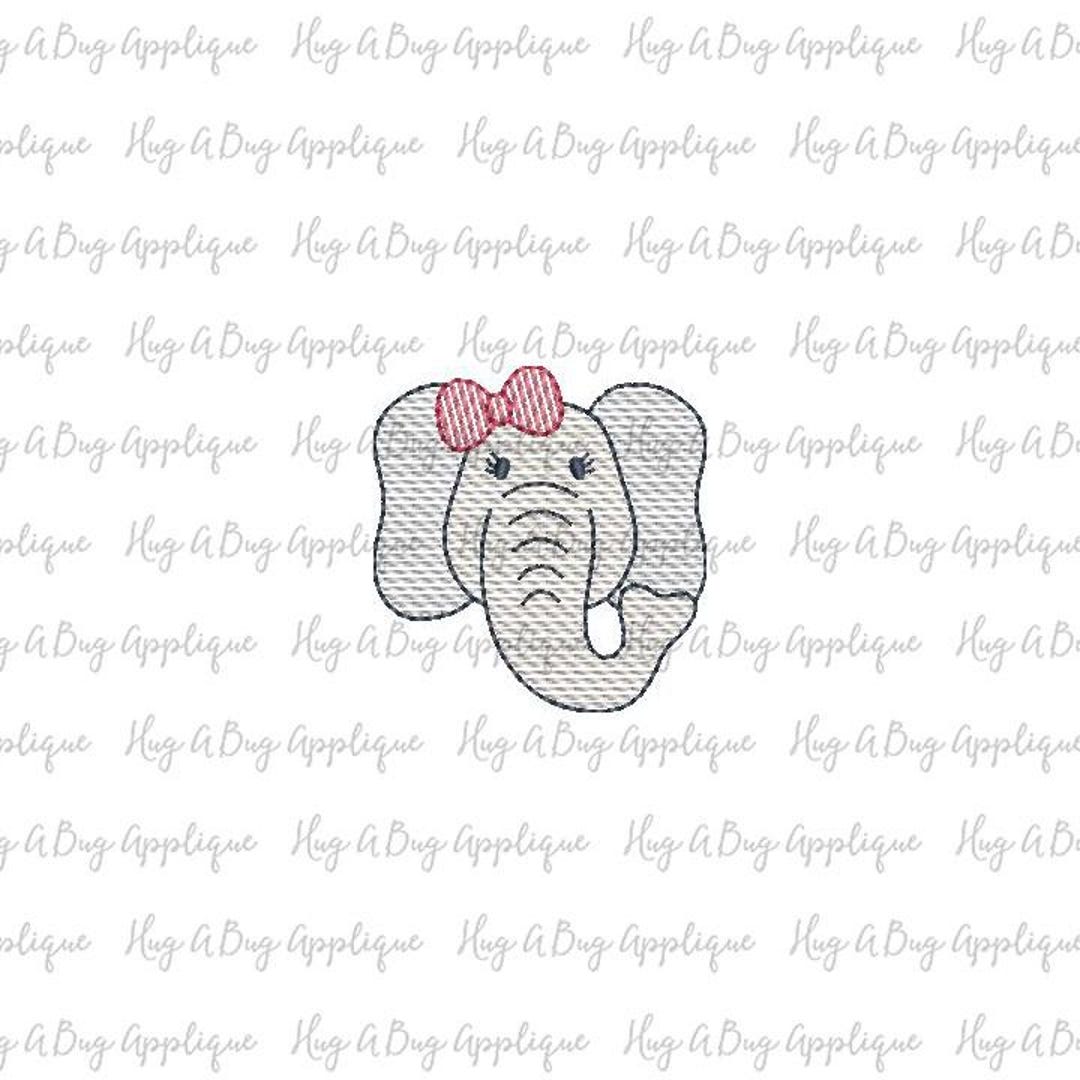 Elephant Bow Sketch Stitch Embroidery Design 2" 2.5" 3" 3.5" 4" 4.5" - Etsy
