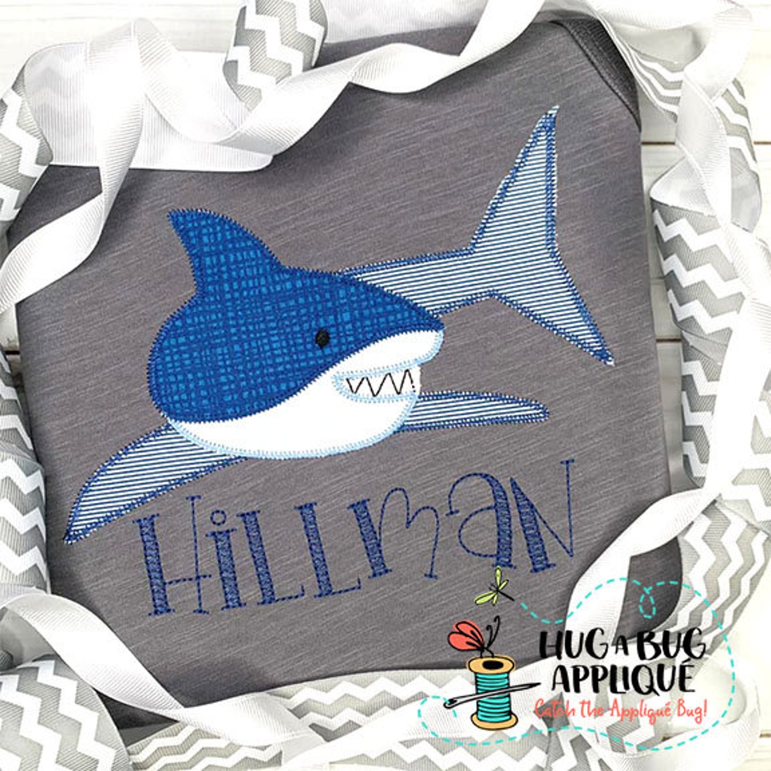 Shark 1 Zig Zag Stitch Applique Design 5x7 6x10 8x8 9x9 8x12 - Etsy