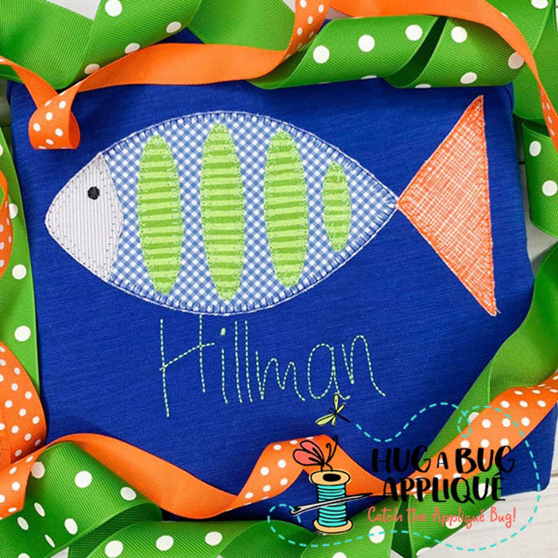 Fish 2 Blanket Stitch Applique Design 5x7 6x10 8x8 9x9 8x12 | Etsy