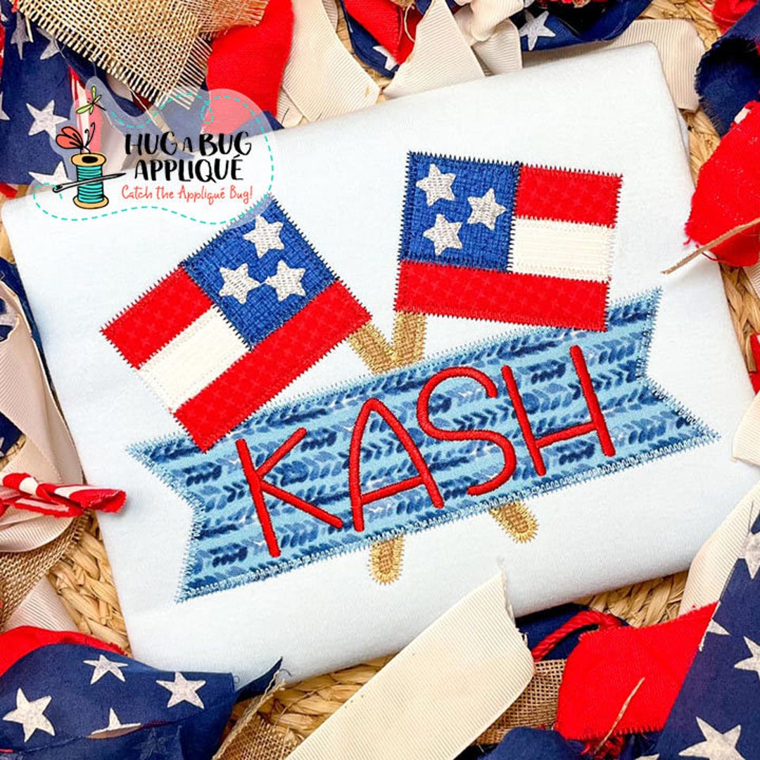 Flags Banner Zig Zag Stitch Applique Design 5x7 6x10 8x8 8x12 9x9 - Etsy